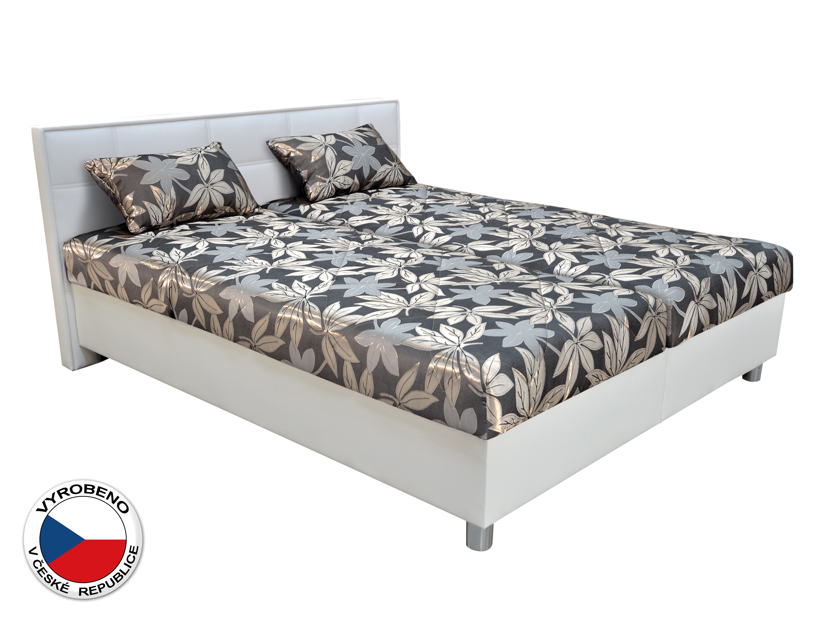 Manželská postel 180 cm Blanář Belfast (šedá + bílá) (s rošty a ...