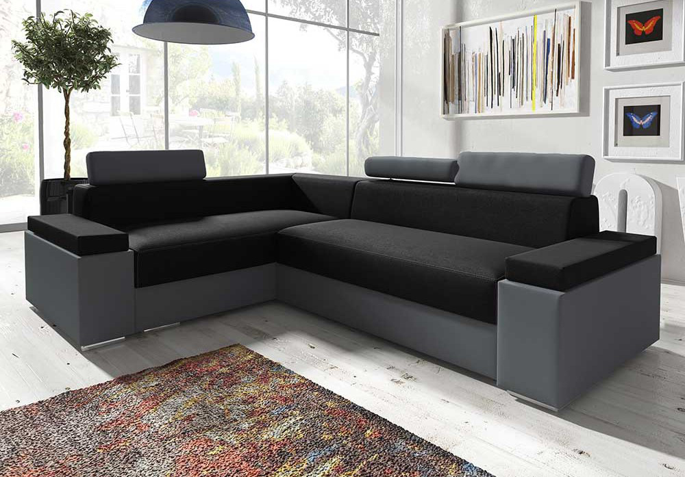 Rohová sedacia súprava Chamo (tmavě šedá + šedá) (L) | HezkyNabytek