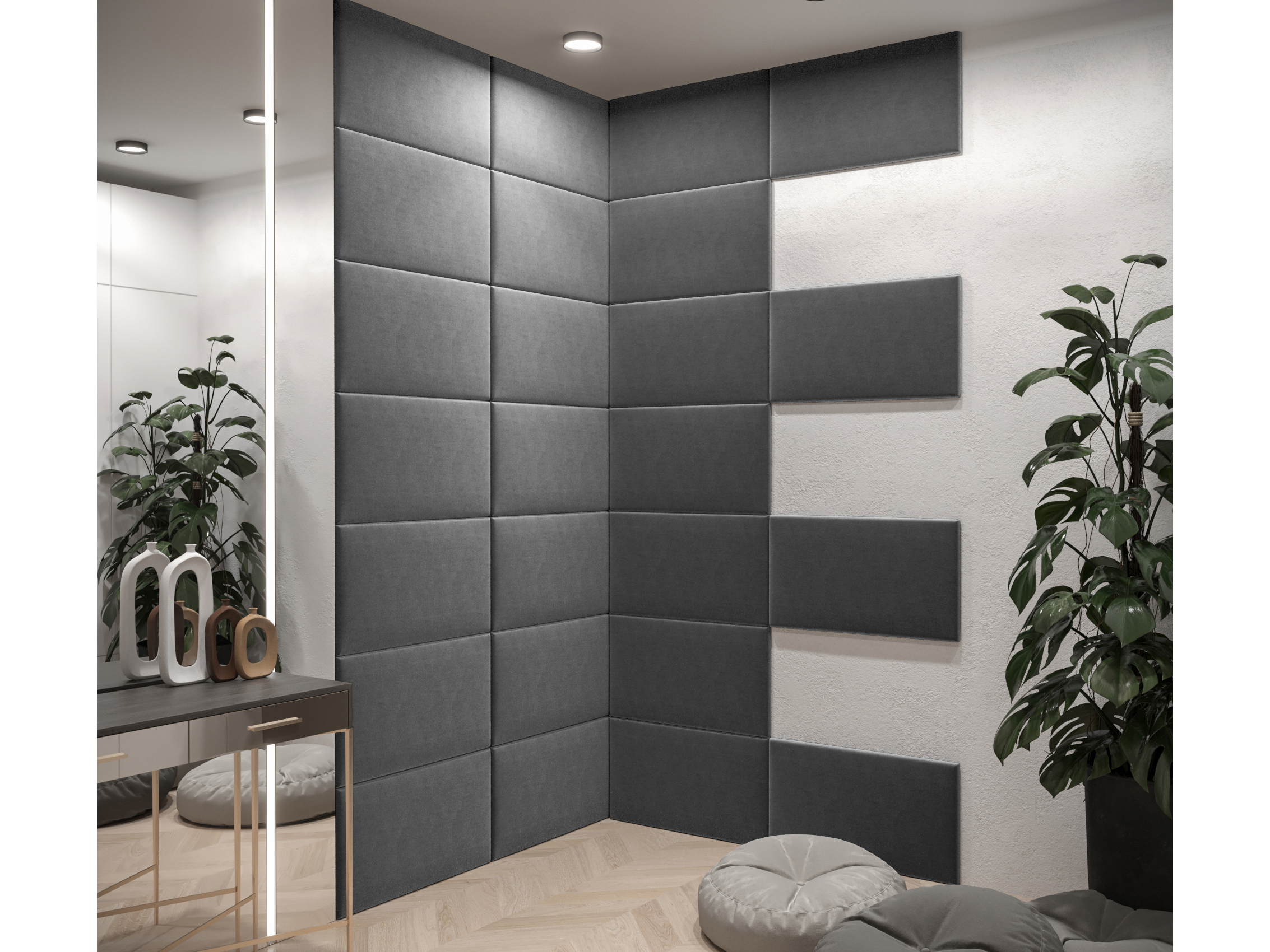 Čalouněný panel Cubic 70x40 cm (šedá) | HezkyNabytek