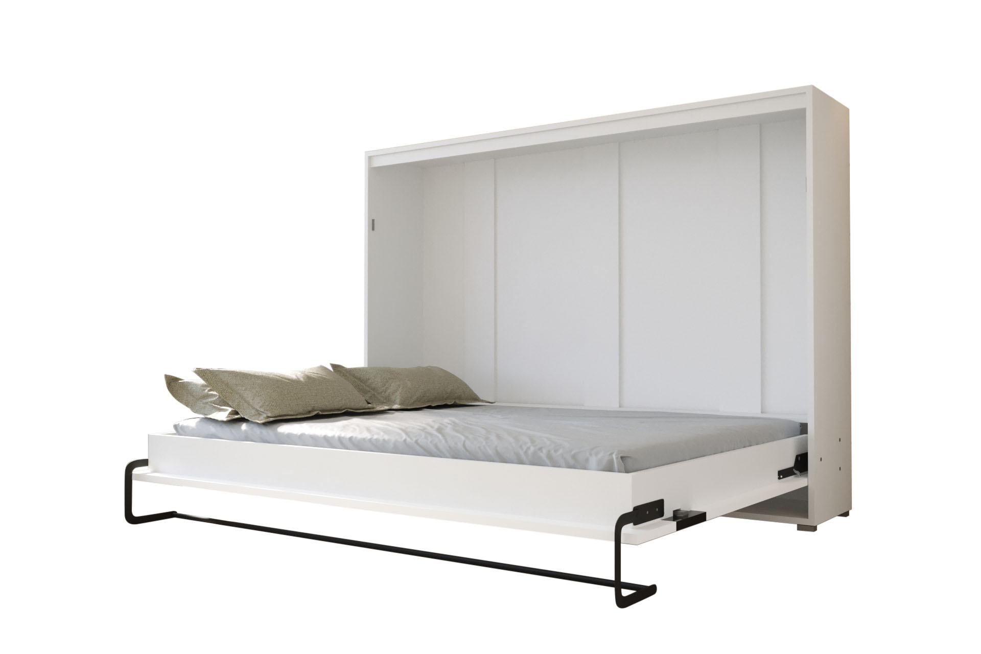 Sklapovací postel 140 Homer (bílá matná + lesklá černá) (horizontální ...