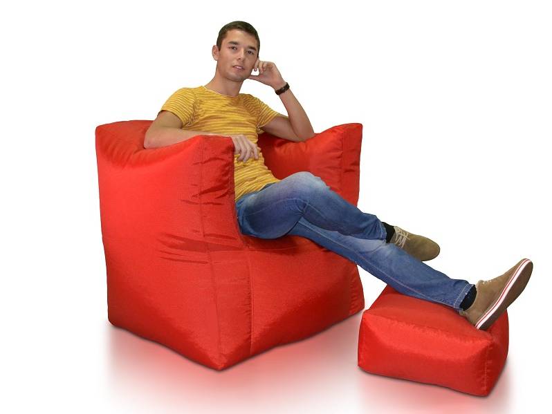 Sedací pytel s taburetku Tatry (červená) | HezkyNabytek