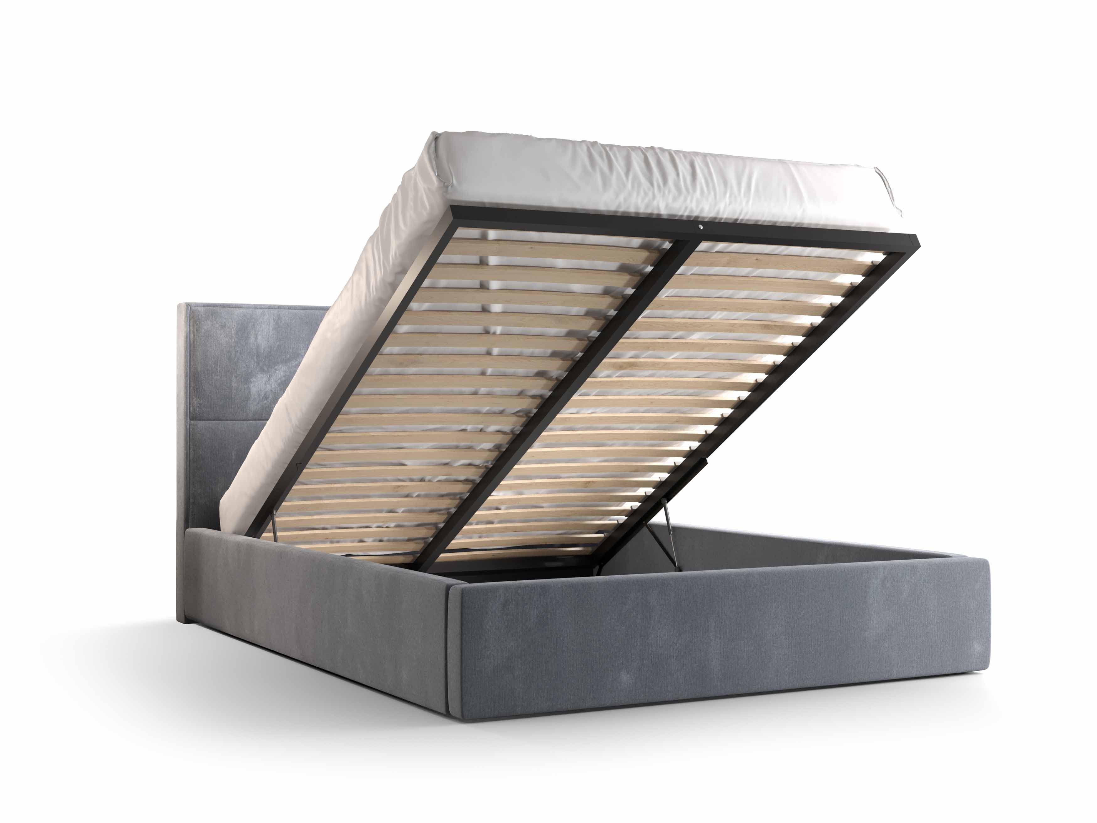 Manželská postel 160 cm Alfonso (černá) (s roštem a úložným prostorem ...