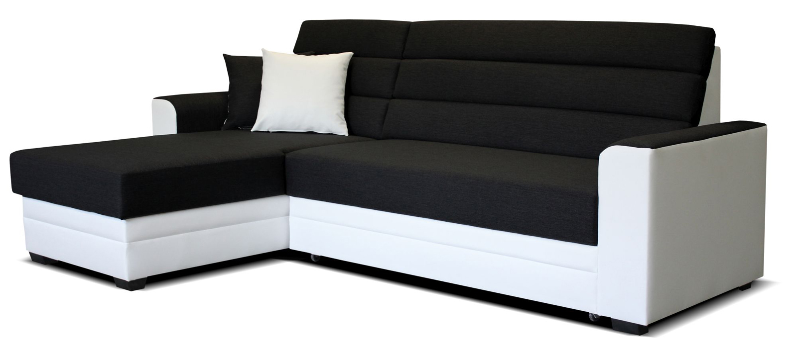 Rohová sedací souprava Ulm L+2F (černá + bílá) (L) | HezkyNabytek