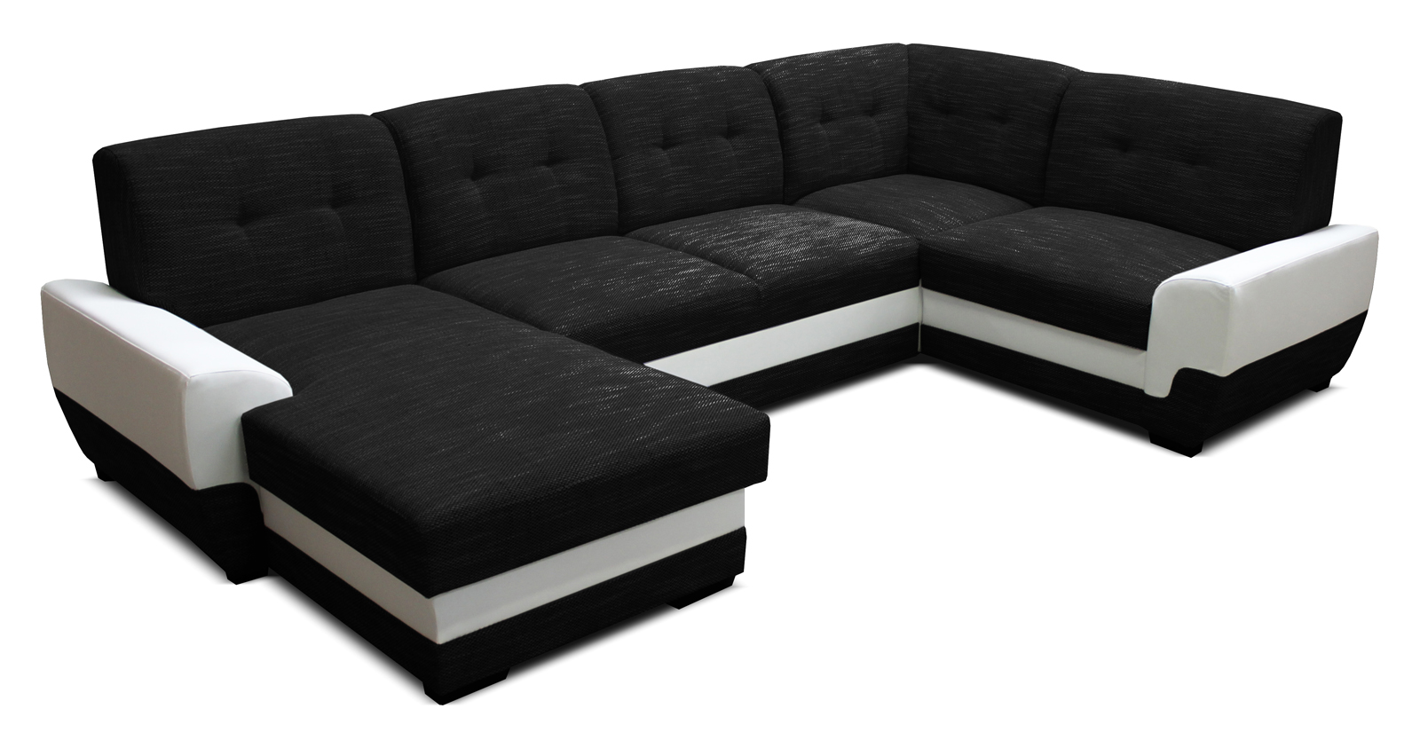 Rohová sedací souprava U Simona L+2+A+1 (černá + bílá) (L) | HezkyNabytek