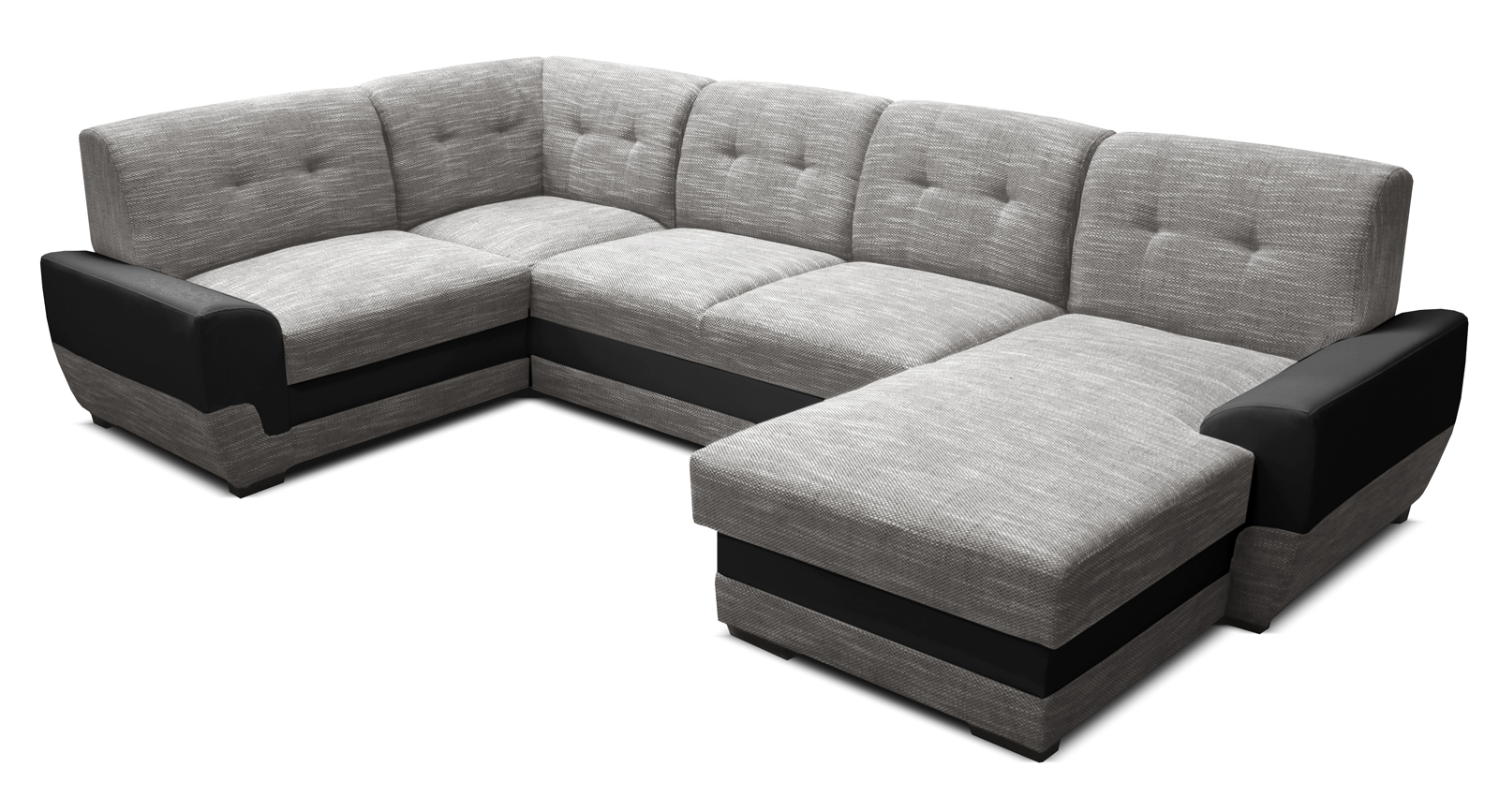 Rohová sedací souprava U Simona 1+A+2+L (šedá + černá) (P) | HezkyNabytek