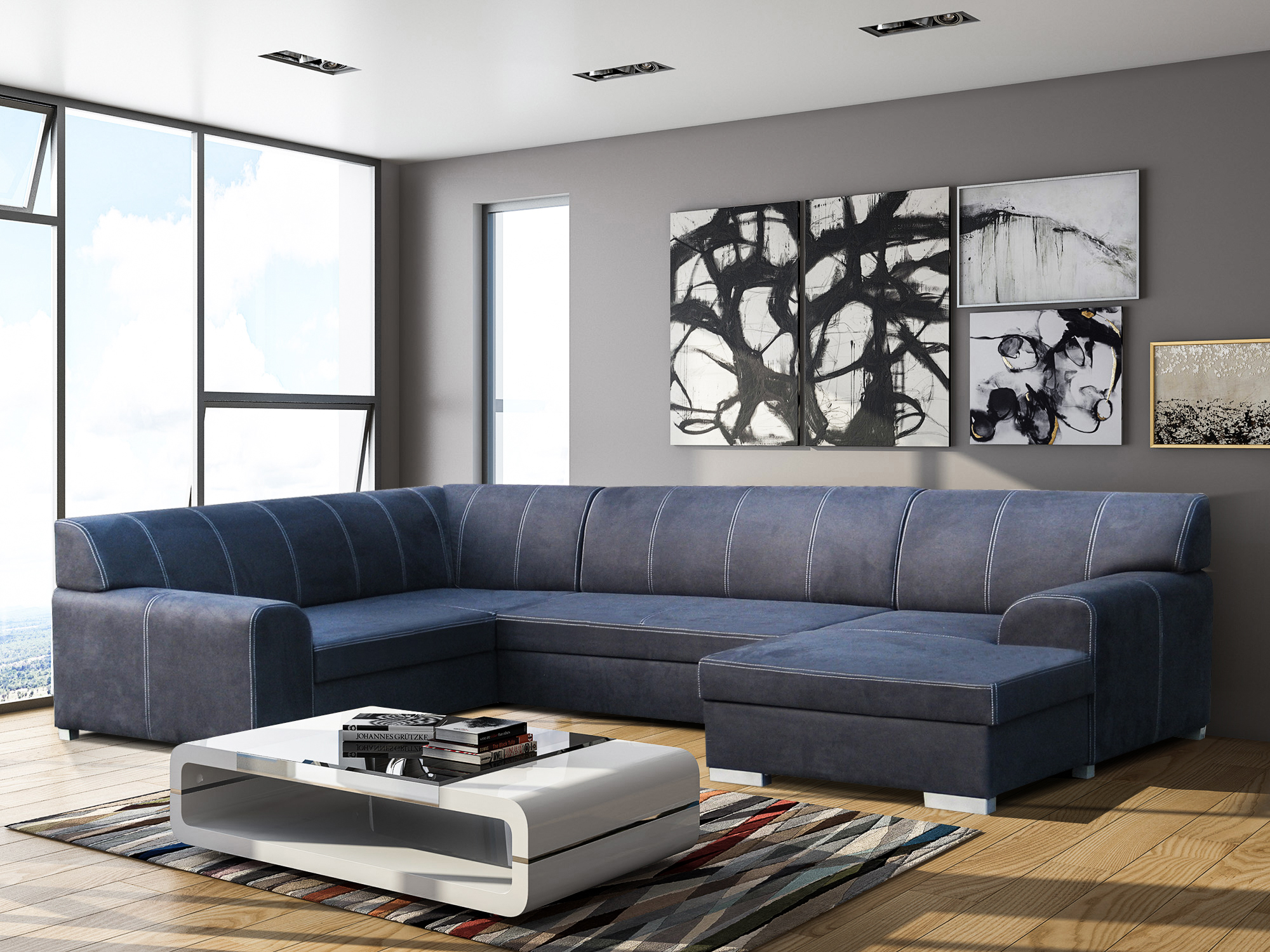 Rohová sedací souprava U Bovo U (tmavě šedá) (P) | HezkyNabytek