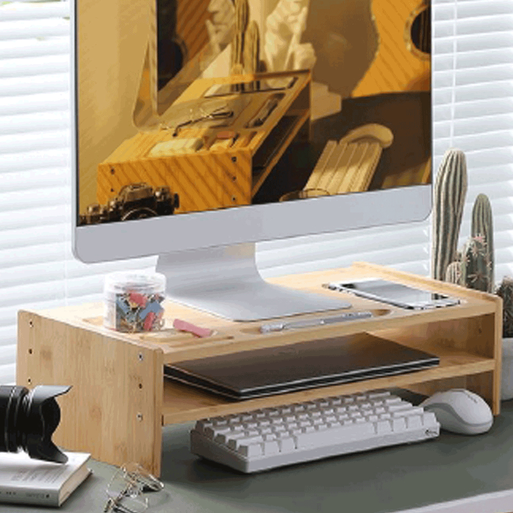 Podstavec pod monitor Elario 4 (přírodní) | HezkyNabytek