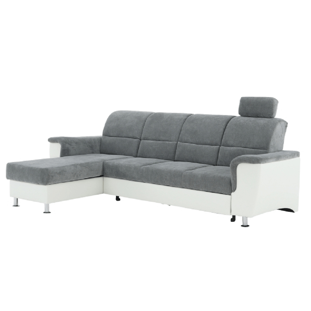 Rohová sedací souprava Stan malá (bílá + šedá) (L) | HezkýNábytek.cz
