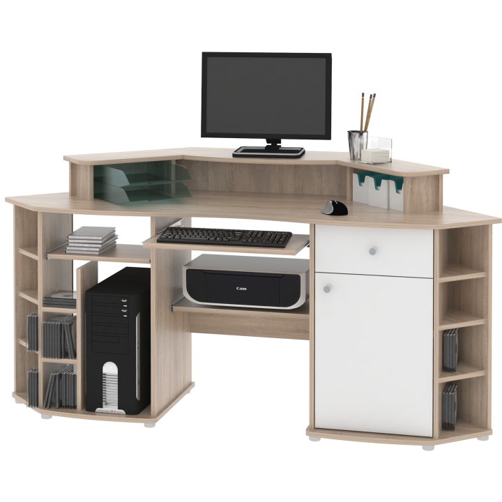 Rohový PC stolek Herman dub sonoma | HezkyNabytek